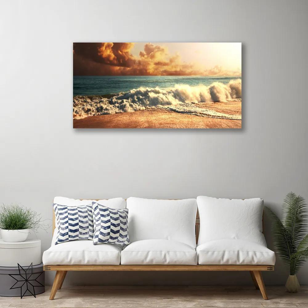 Obraz na plátně Oceán Pláž Vlny Krajina 120x60 cm