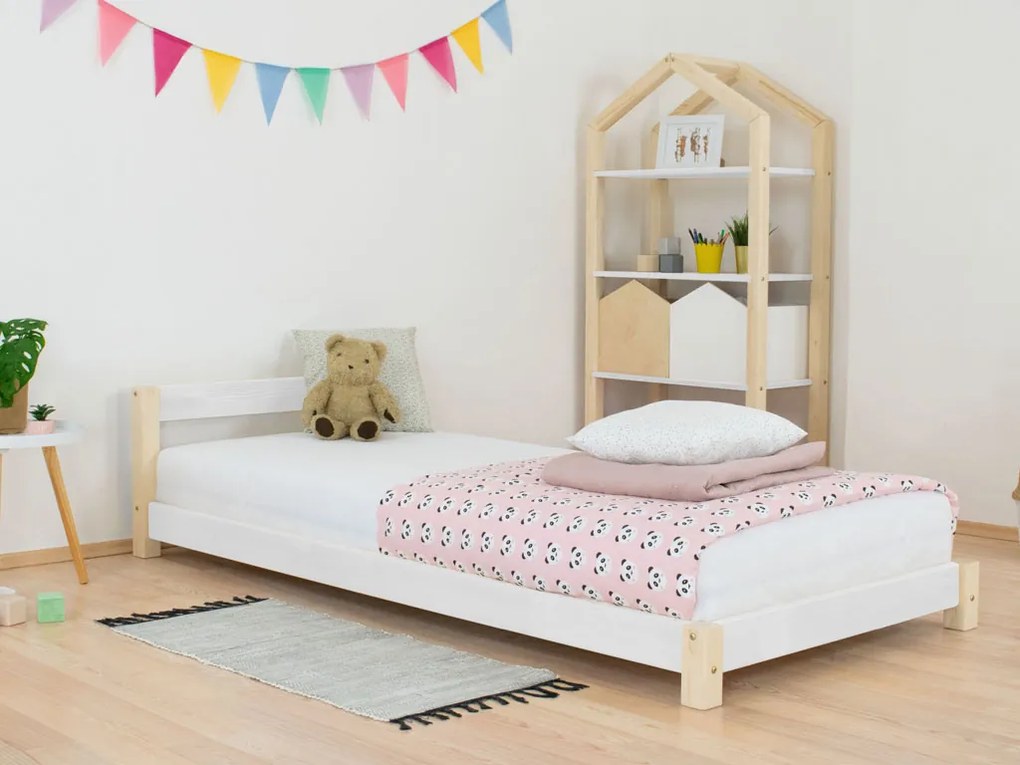 Benlemi Dětská jednolůžková postel s čelem DREAMY Rozměr: 80x160 cm, Zvolte barvu hranolů: Nelakovaná, Zvolte barvu ploch: Bílá