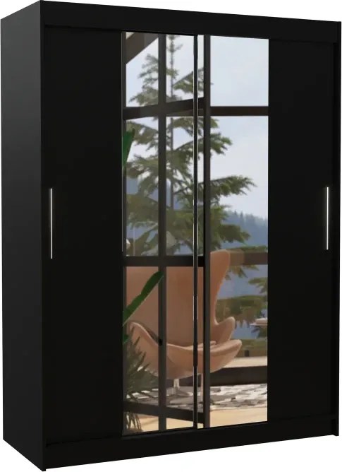 Skříň posuvná se zrcadlem INESS 150 černá