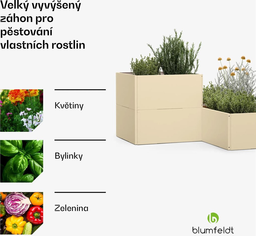 Blumfeldt Versagrow vyvýšený záhon s 12 moduly, individuální tvar, tloušťka 1 mm, nerezavějící ocel