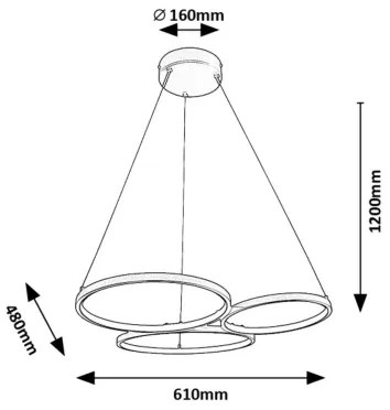 Rabalux 72297 - LED Lustr na lanku FORMAND LED/38W/230V černá