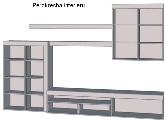 Obývací stěna Zumba, divoký dub/bílá