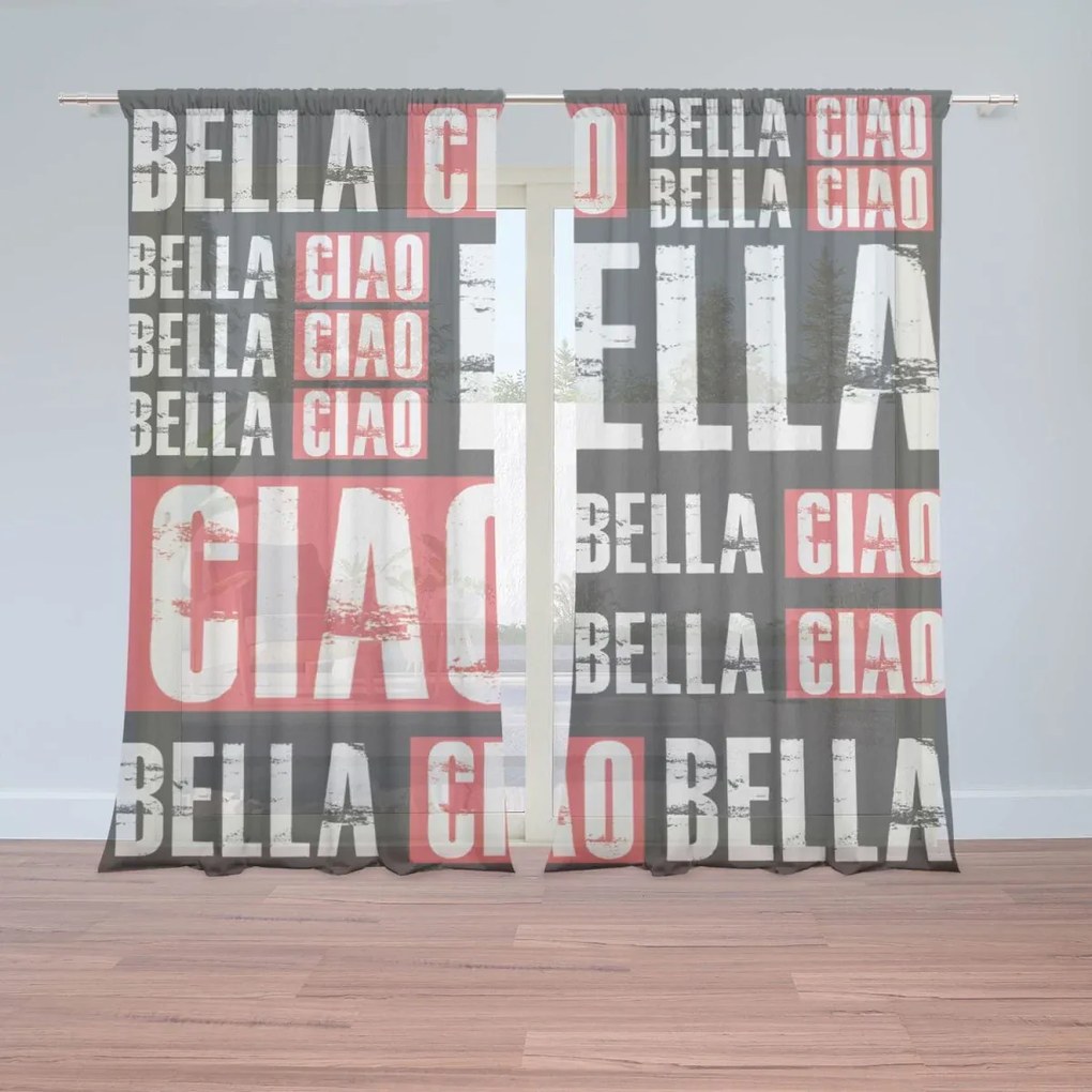 Sablio Záclony La Casa de Papel Professor or Bella Ciao motiv 2: 2ks 150x250cm