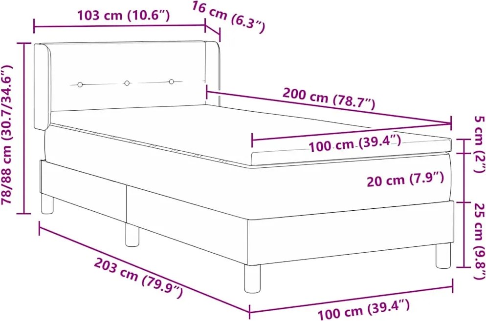 Postel s boxspringem s polštářem Modrá 200 x 100 cm textil 3341285