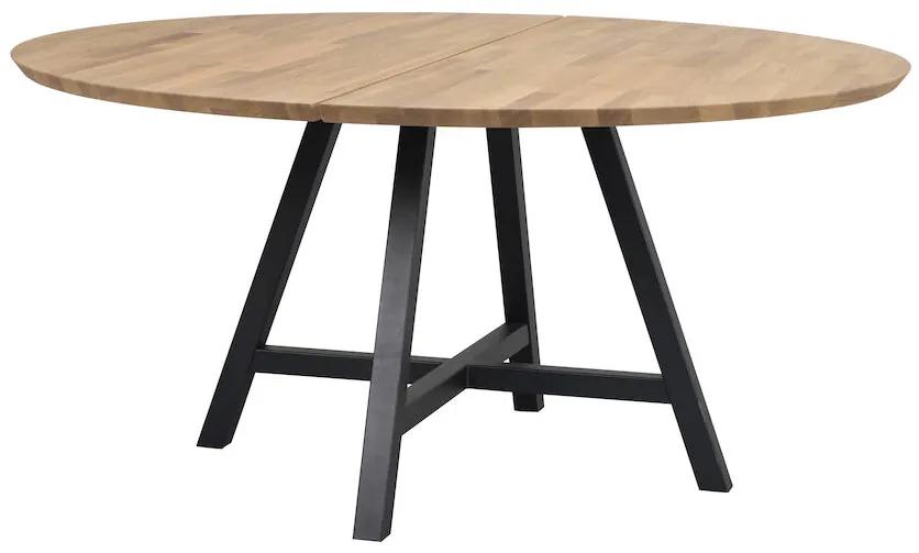 Rowico Přírodní dubový jídelní stůl Carradale 150 cm s černými nohami A