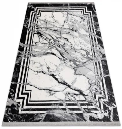 Moderní koberec TULS strukturální, střapce 51210 Mramor antracit velikost 240x330 cm | krásné koberce cz