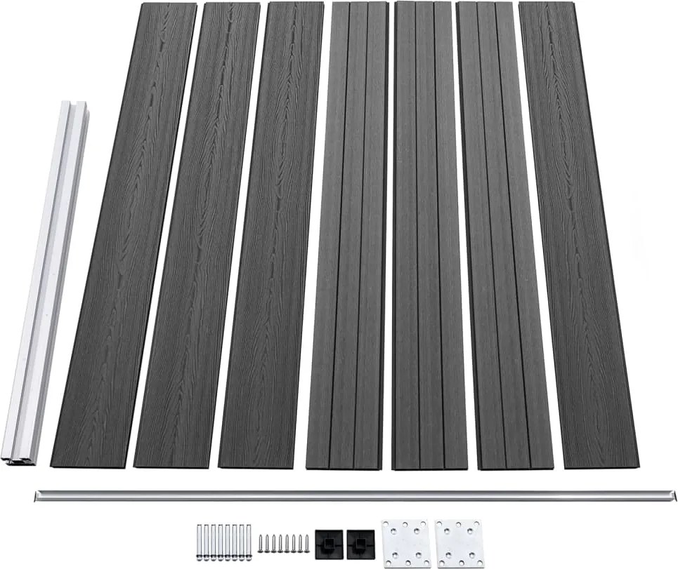 vidaXL Zahradní plot WPC 699 x 146 cm černý