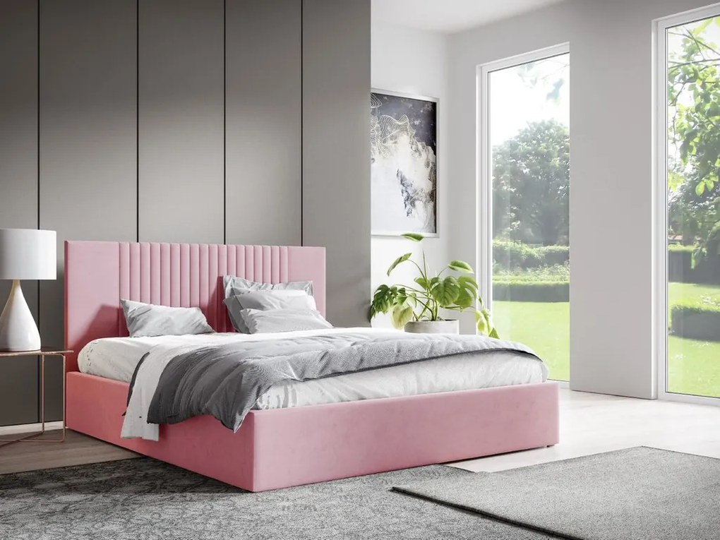 Eka Čalouněná postel LINA 180x200 cm Barva látky Trinity: Tmavě zelená (Trinity 2328), Úložný prostor: Bez úložného prostoru