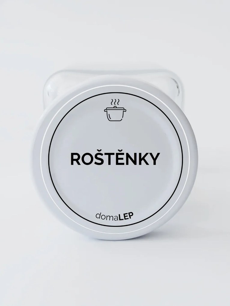 Samolepka na kořenky ROŠTĚNKY průhledná 5 cm tučné písmo