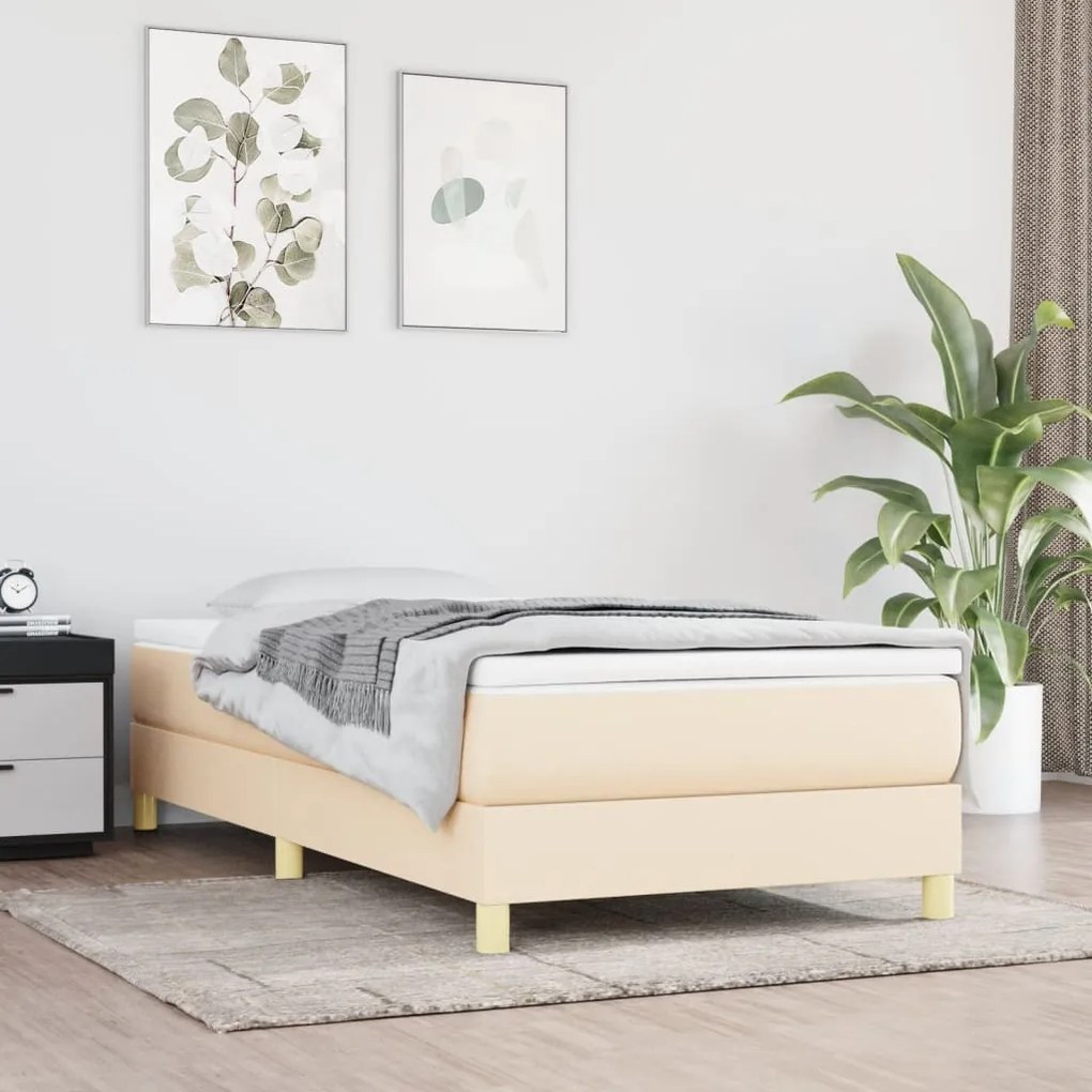 Rám postele s boxspringem krémově 90x200 cm textil 3120587