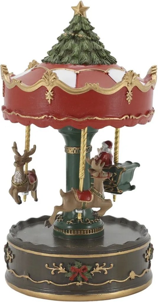 Hudební natahovací skřínka Noël s kolotočem z polyresinu – Ø 12*22 cm