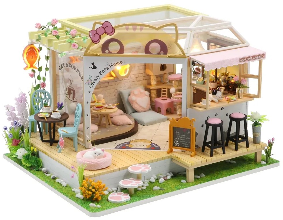 2Kids Toys miniatura domečku Kočičí kavárna se zahrádkou