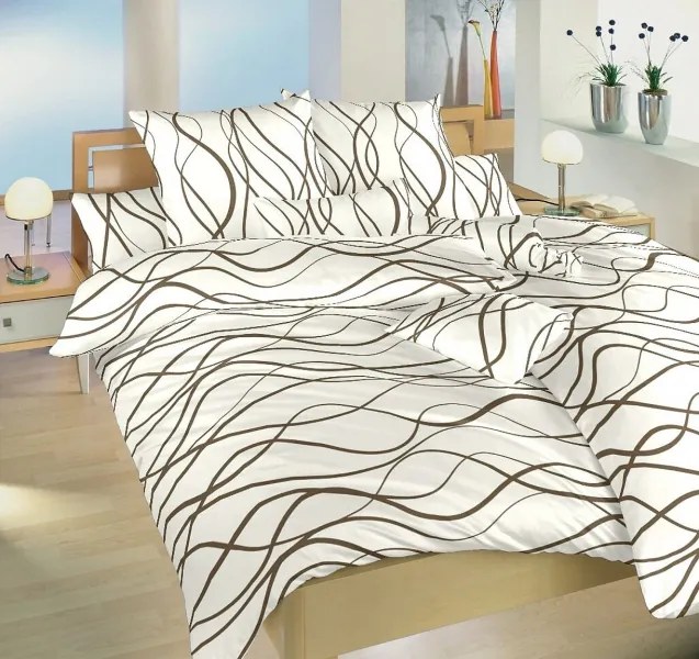 Dadka Povlak na polštář bavlna Vlny hnědé na banánovém  70x90 cm