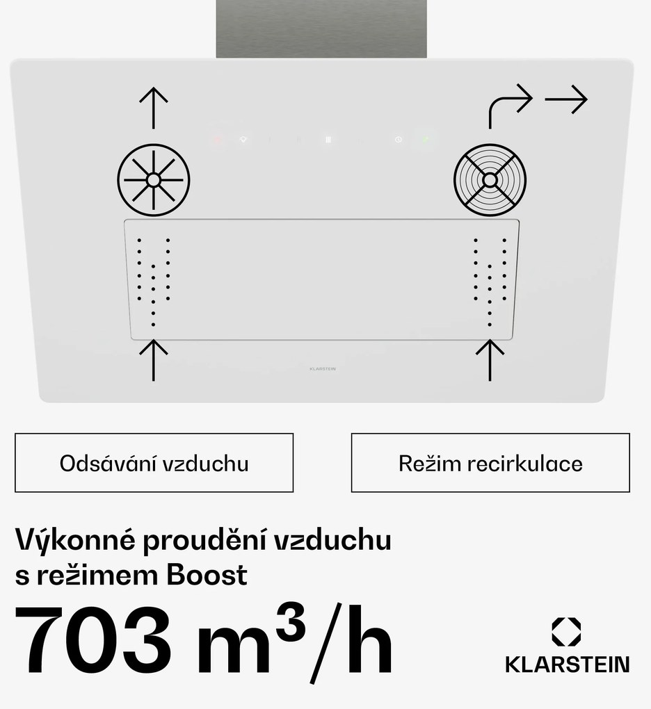 Klarstein SleekAir digestoř | A+++ | 717 m³/h | dotykové ovládání | LED | 60 cm