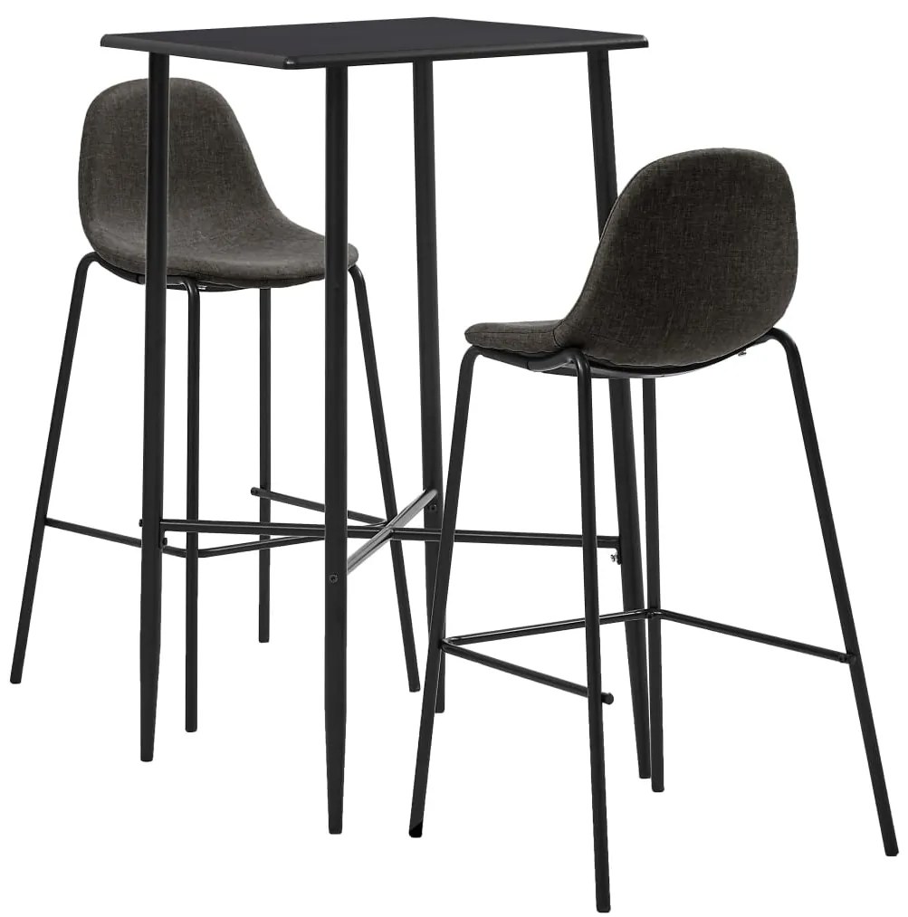 3dílný barový set textil tmavě šedý 279955