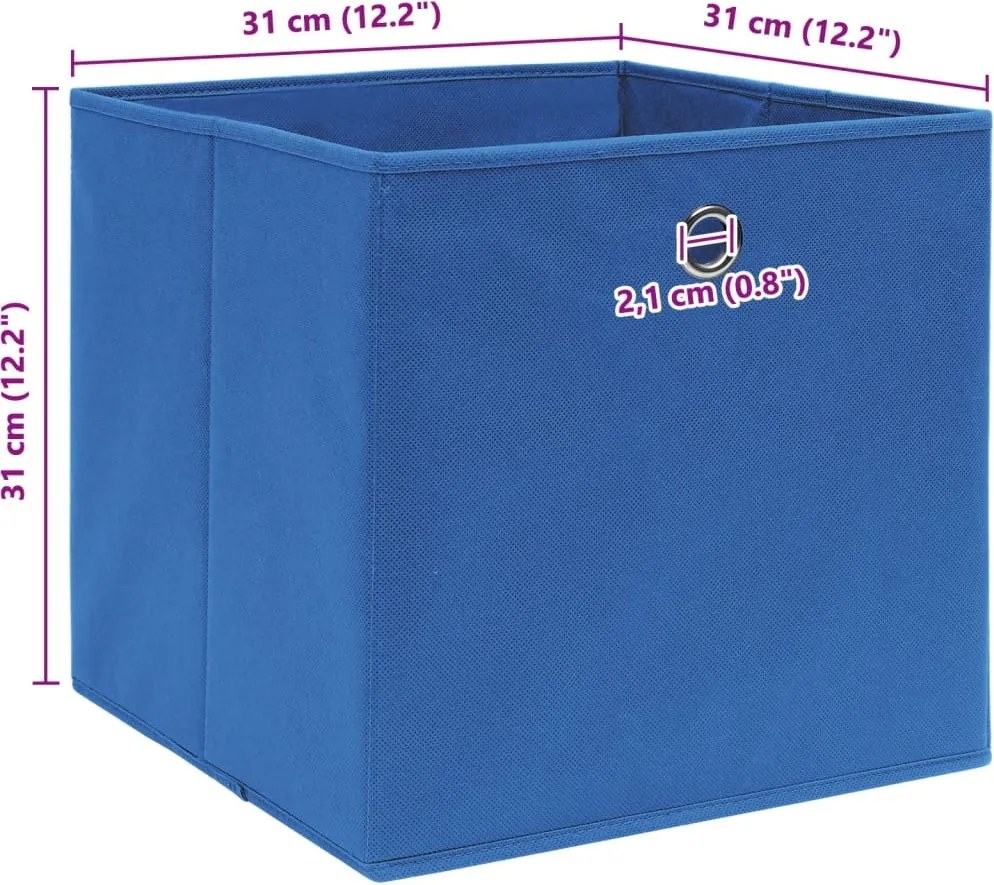Úložné boxy 4 ks modré 32 x 32 x 32 cm textil 288337
