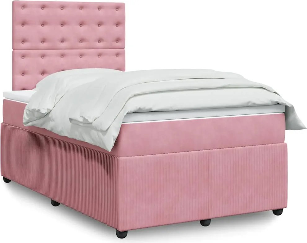 Box spring postel s matrací růžová 120 x 200 cm samet 3294627