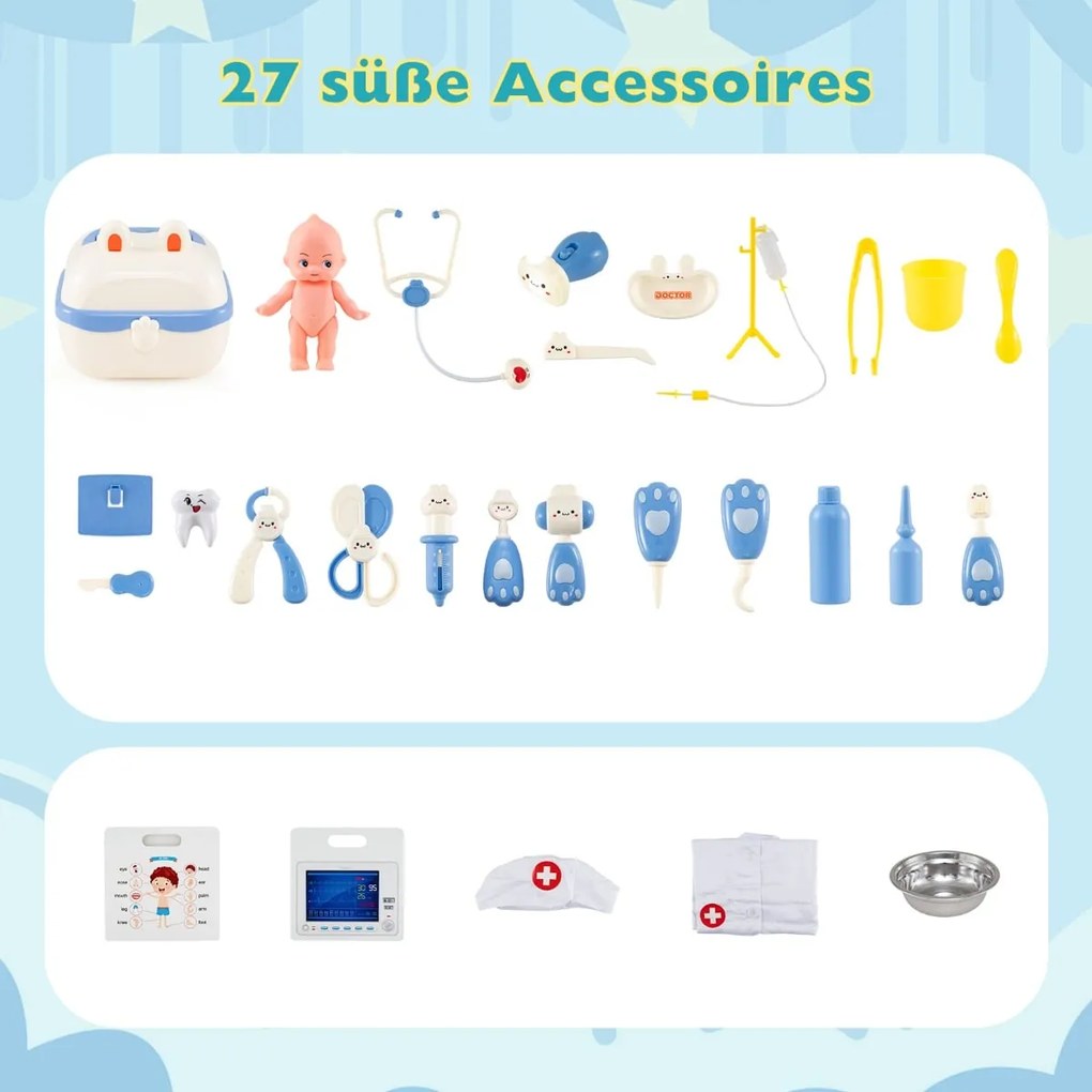 Costway Dětský lékařský set s 27 příslušenstvím Medical Center s EKG monitorem