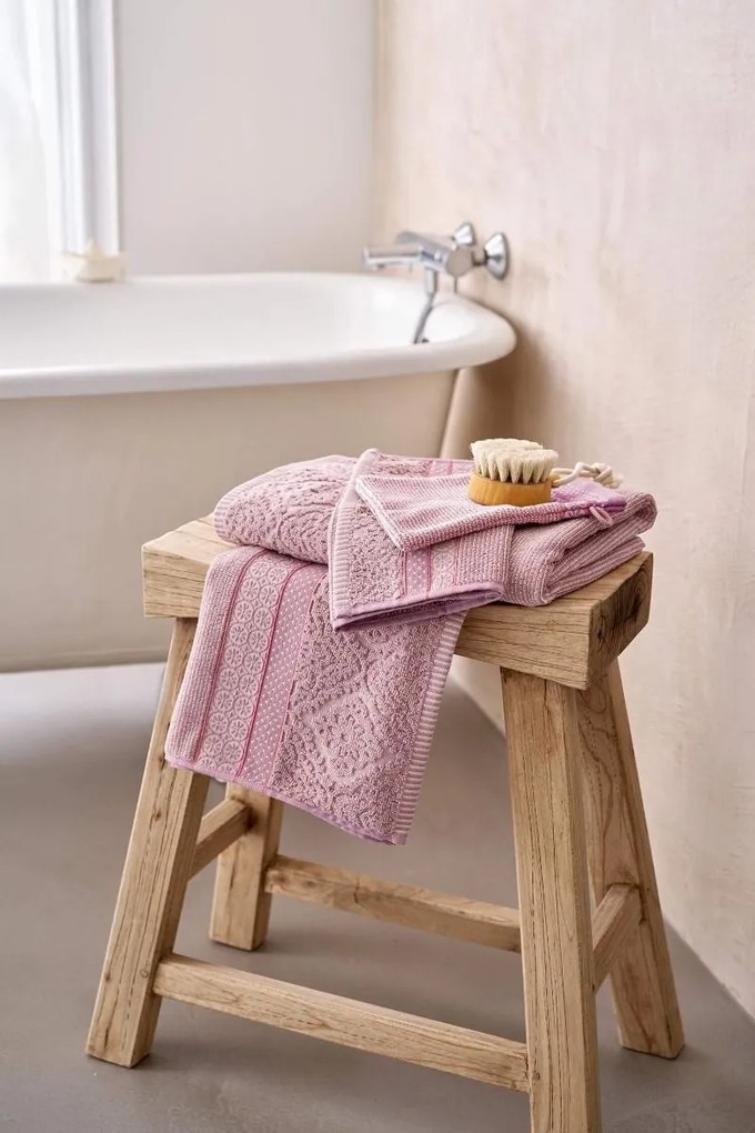 Pip Studio ručníky z bavlněného froté Soft Zellige, lila (Luxusní ručníky z bavlněného froté v designu Soft Zellige v barvě lila)