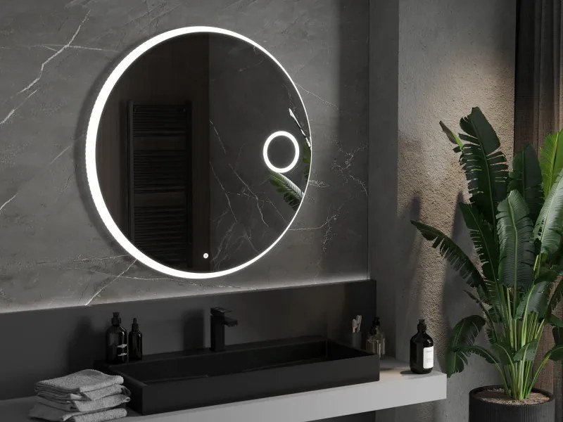 Mexen Ella, LED koupelnové zrcadlo s podsvícením a kosmetickým zrcátkem 100x100 cm, 6000K, ochrana proti zamlžování, 9811-100-100-611-00