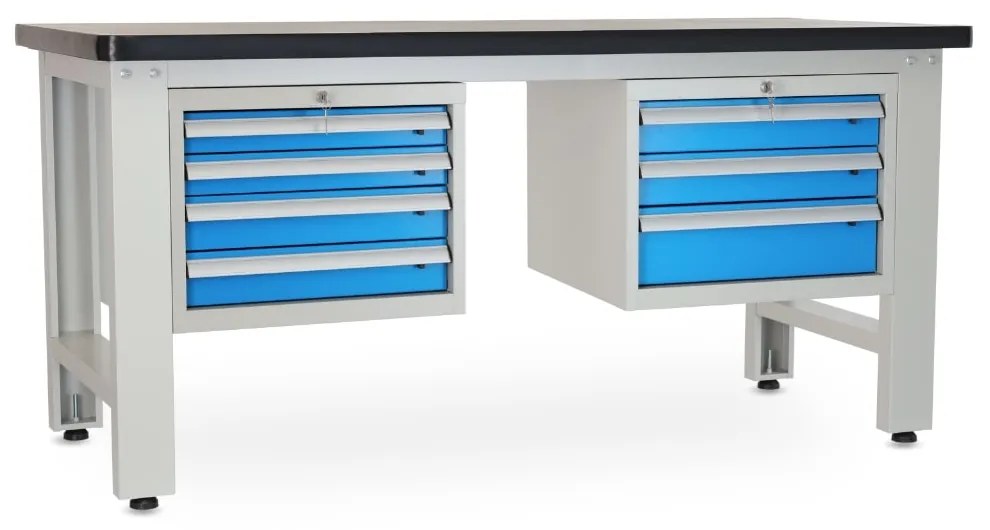 Dílenský stůl Solid MDF-43, 180 cm, 2 závěsné boxy, černá