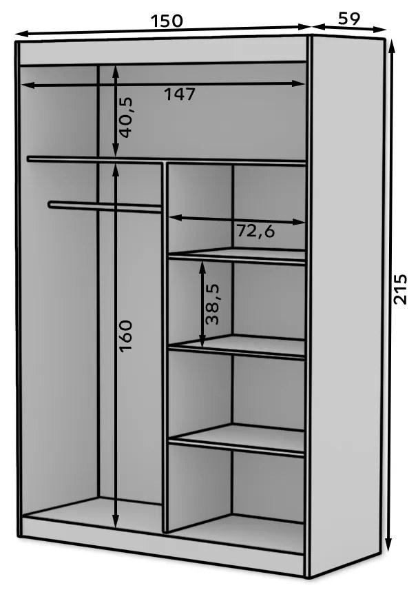 ADRK Šatní zrcadlová skříň posuvná ESTI AN, antracit Šířka (cm): 180