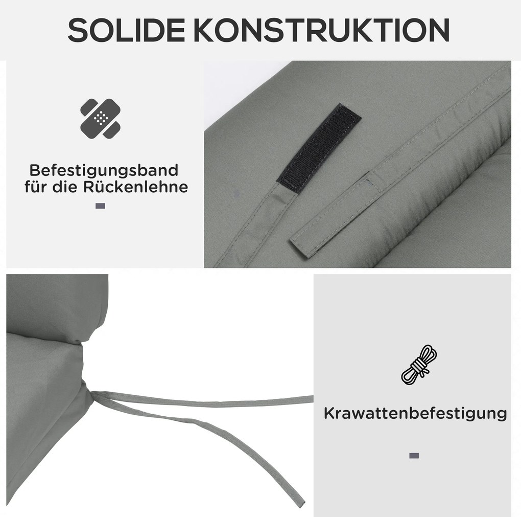 Polštář na lehátko Outsunny Polštář na zahradní lehátko polyester tmavě šedý 196 x 55 x 8 cm | Aosom