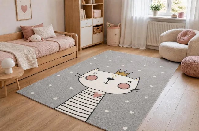Koberec KIDDO 6106 světle šedý / bílý