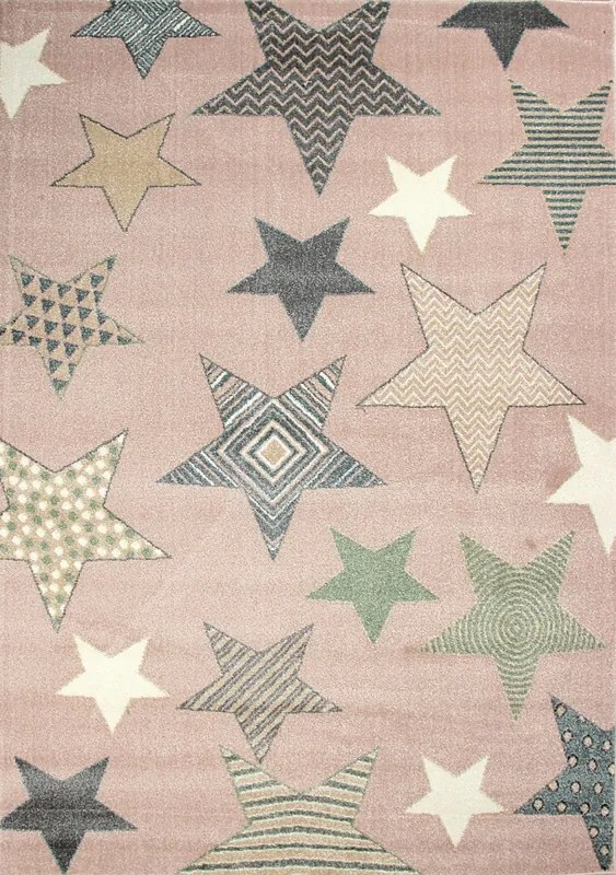 Makro Abra Kusový koberec DREAM 18003/120 Hvězdy růžový 120 x 180