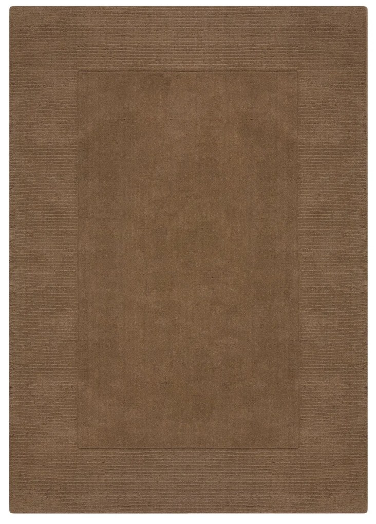 Flair Rugs koberce Kusový ručně tkaný koberec Tuscany Textured Wool Border Brown - 160x230 cm