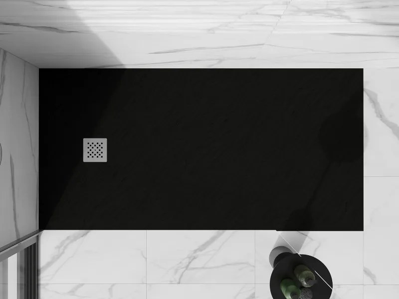 Mexen Stone+, obdélníková vanička z minerálního kompozitu 180 x 90 cm, černá matná, 44709018