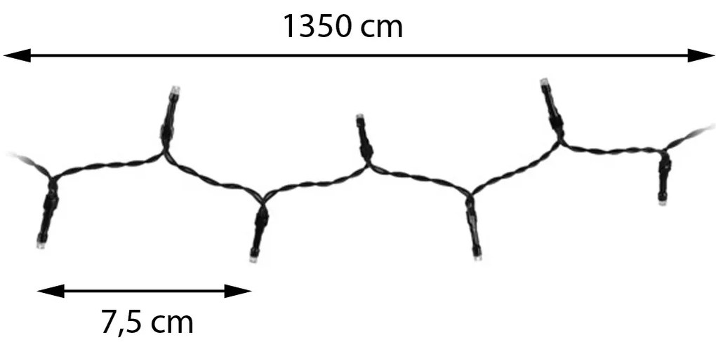 Vánoční světýlka 13,5 m/180 led studená bílá