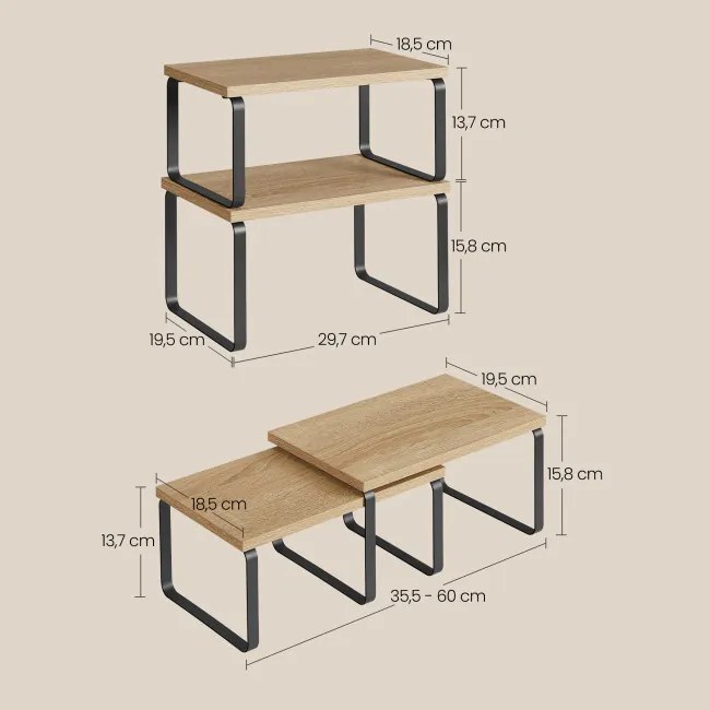 Set stohovatelných poliček OSKAR KCS020B11 hnědý (2 ks)