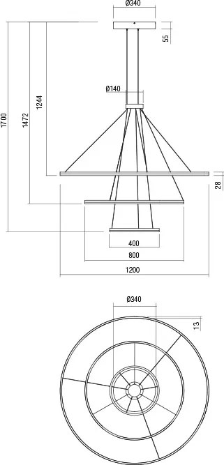 Světla a lustry REDO GROUP Redo ORBIT lustr na lanku 01-2482/LED 151W/120 cm/4000K/bronz Stmívání: Triac