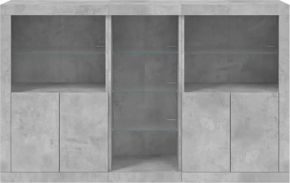 Příborník s LED osvětlením betonově šedý 162 x 37 x 100 cm 3209173