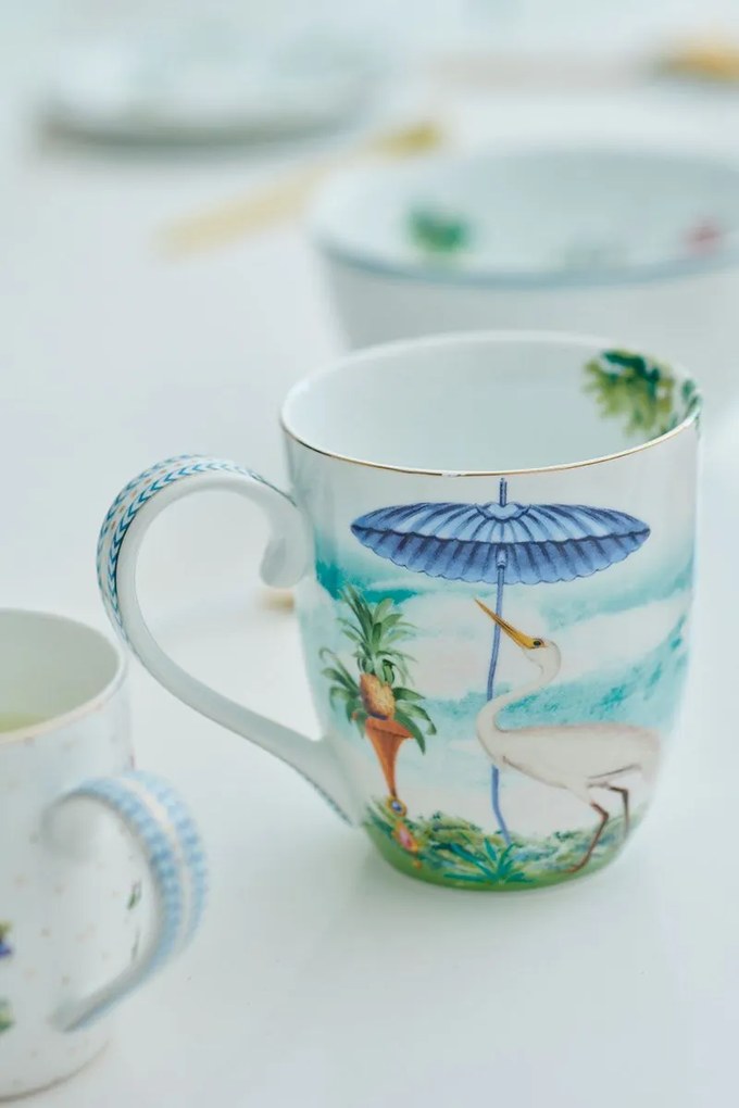 Pip Studio Jolie Heron, XXL hrnek 450ml, bílý