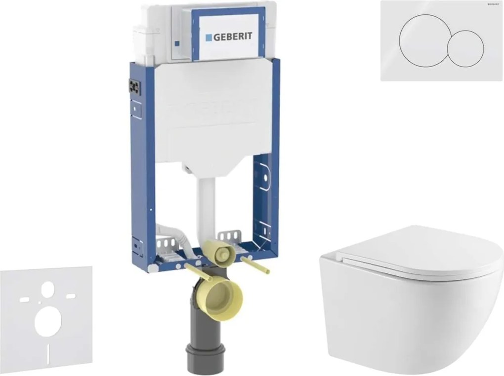 Geberit Kombifix - Set předstěnové instalace, klozetu Oudee a sedátka softclose, tlačítko Sigma01, alpská bílá SANI15CA3140