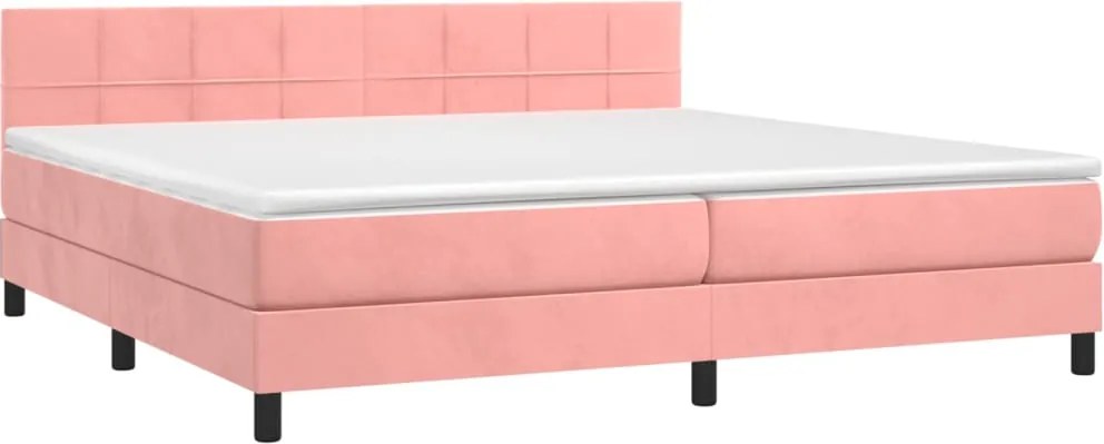 Box spring postel s matrací růžová 200x200 cm samet 3141328