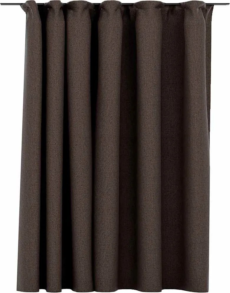 Zatemňovací závěs s háčky vzhled lnu taupe 290 x 245 cm 321207