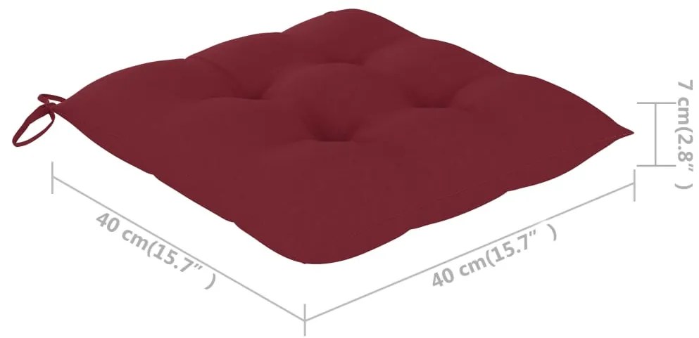 vidaXL Marketos Zahradní židle 2 ks vínové podušky masivní teak