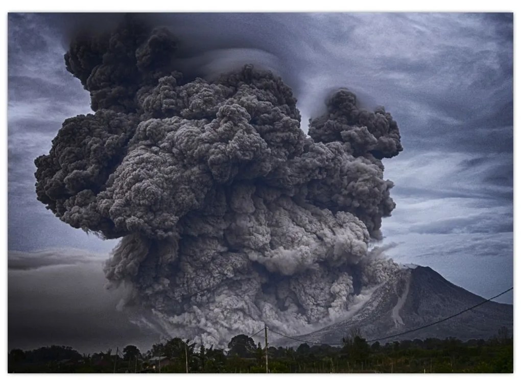 Skleněný obraz - Sopečná erupce (70x50 cm)