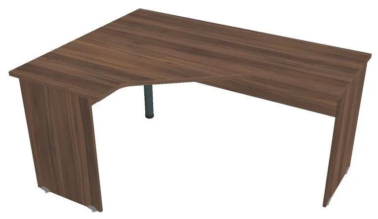 Stůl ergo pravý 160*120 cm - Hobis Gate GEV 60 P Dekor stolové desky: ořech, Dekor lamino podnože: ořech, Barva nohy: černá