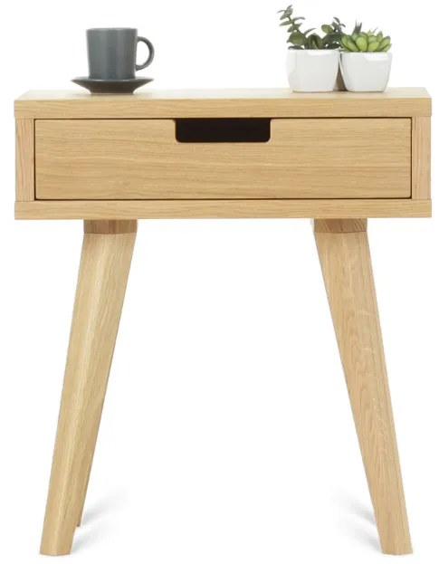 Benlemi Designový noční stolek se šuplíkem LUNA přírodní Zvolte kvalitu dřeva: 2. Kombinace dubového masivu a dýhované DTD desky
