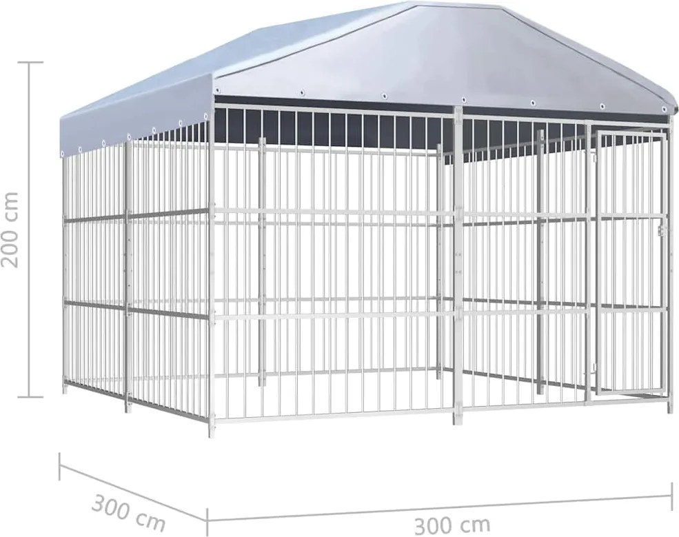 Venkovní psí kotec se střechou 300 x 300 x 200 cm 144625