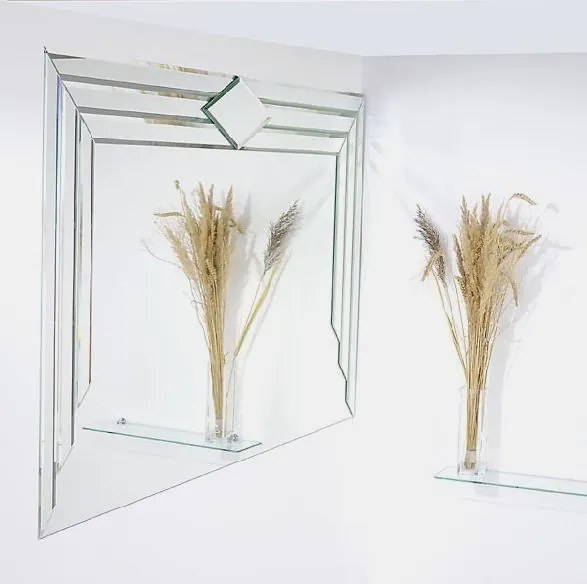 Luxusní zrcadlo na zeď do pokoje ložnice dekorativní s aplikacemi WINDSOR 130 x 80 cm zdobené fazetovanými lištami 703-521