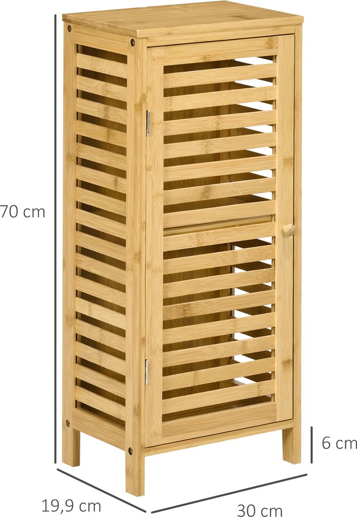 kleankin koupelnová skříňka boční se žaluziovými dvířky, 2 přihrádky, úložný prostor, přírodní, 30x19,9x70cm| Aosom