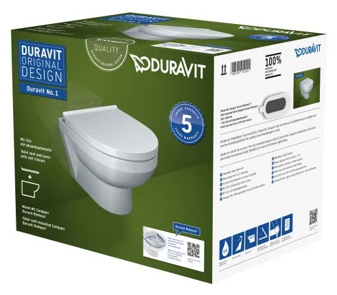 Duravit No.1 - SET Závěsné WC, Rimless + sedátko se sklápěcí automatikou, bílá 45620900A1