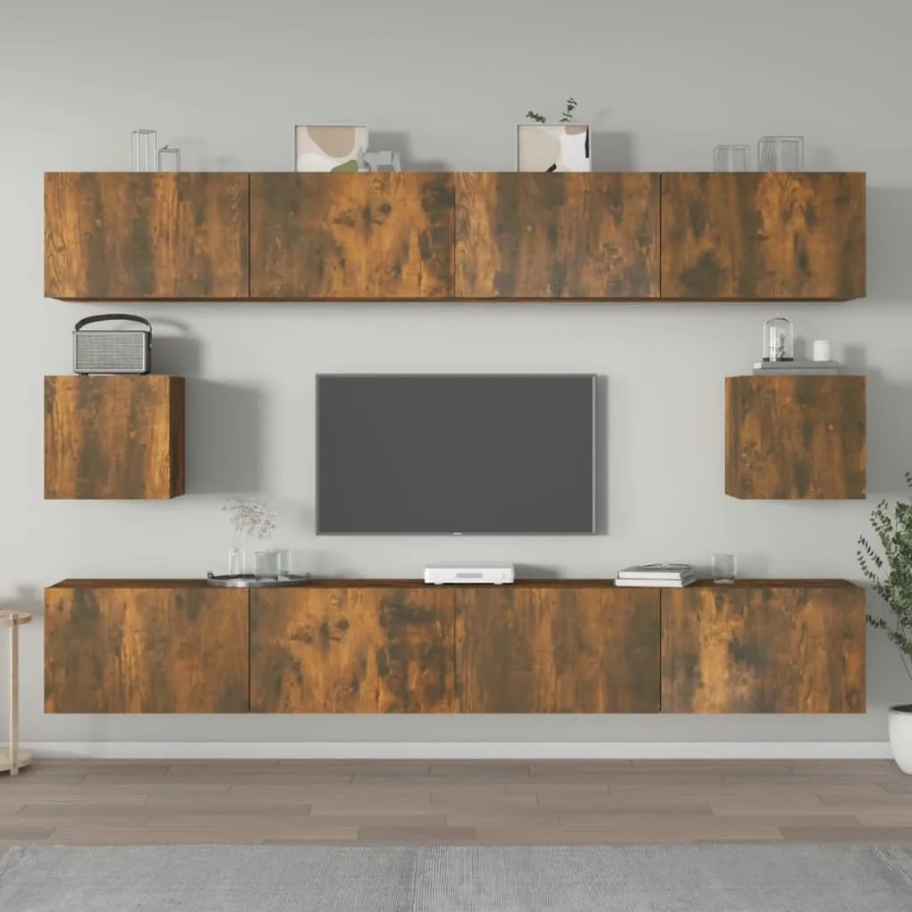 6dílný set TV skříněk kouřový dub kompozitní dřevo 3114371