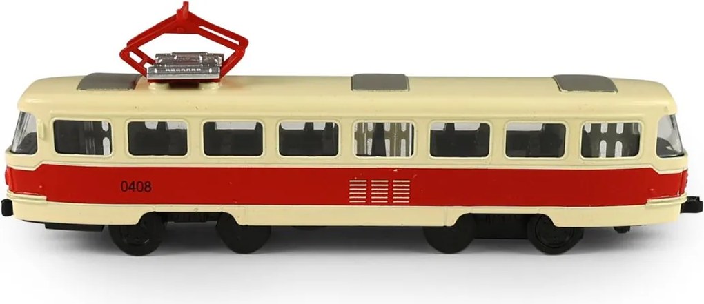 RAPPA Kovová česká retro tramvaj Tatra T3 s otevíracími středními dveřmi - 16cm - červená