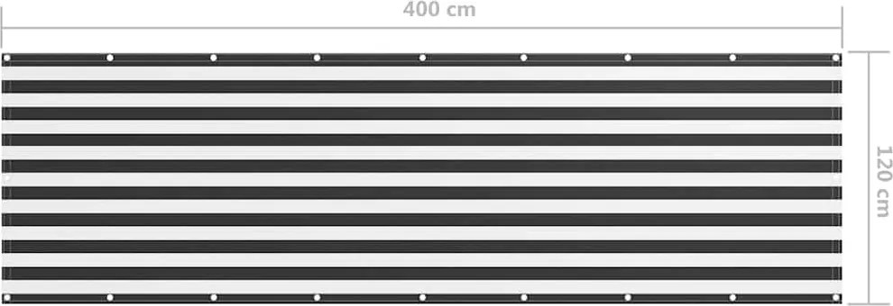 Balkónová zástěna antracitová a bílá 120x400 cm oxfordská látka 134885